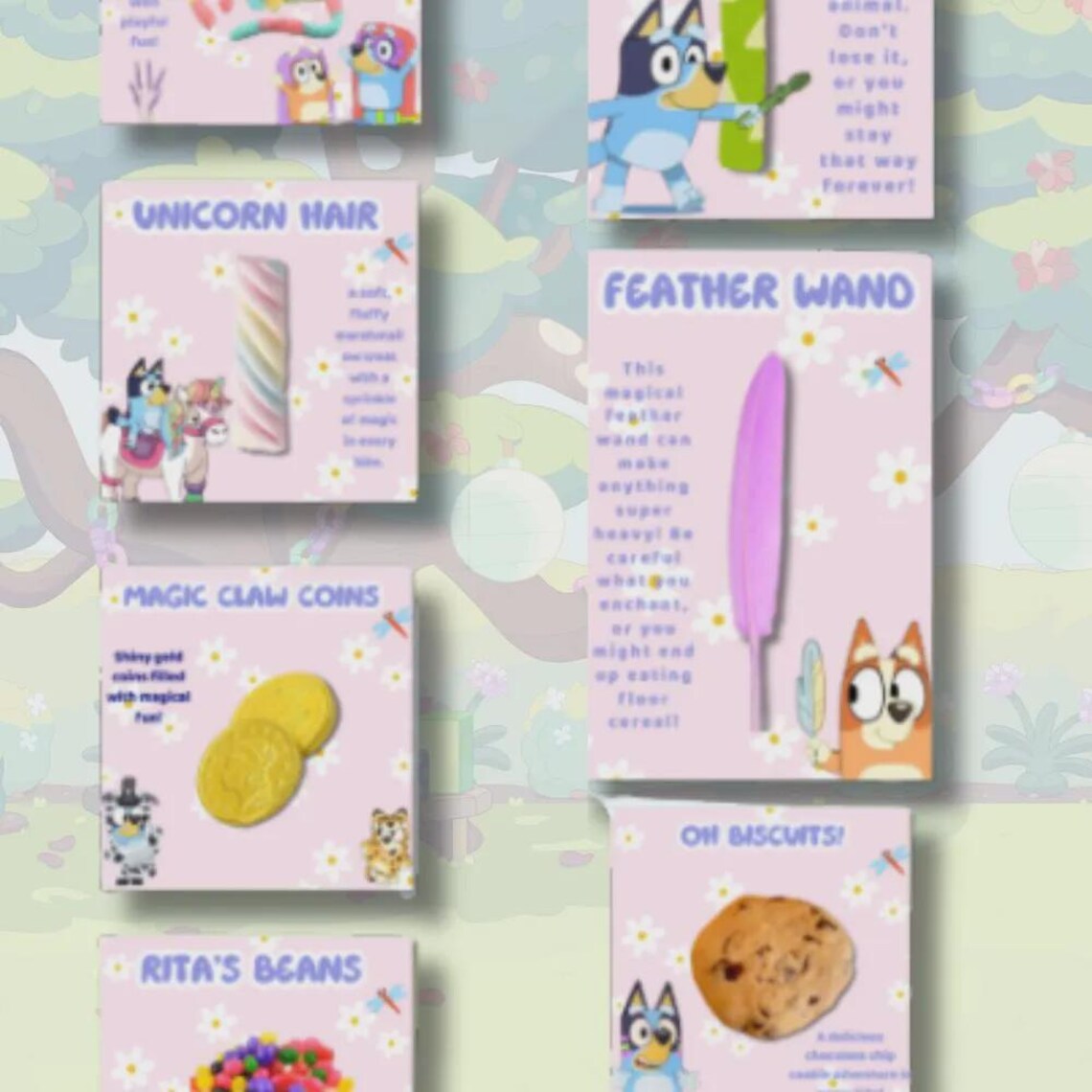 12 Bluey Pink Party Favors Printable, Birthday Party Treat Bundle Bluey ...