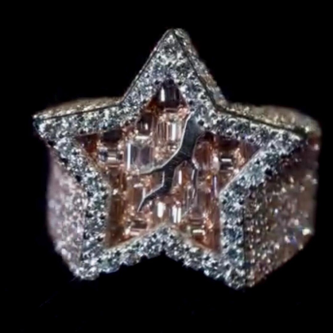 Iced Out Star Ring – Hip Hop Bling Statement Jewelry – Fully Bust Down ...