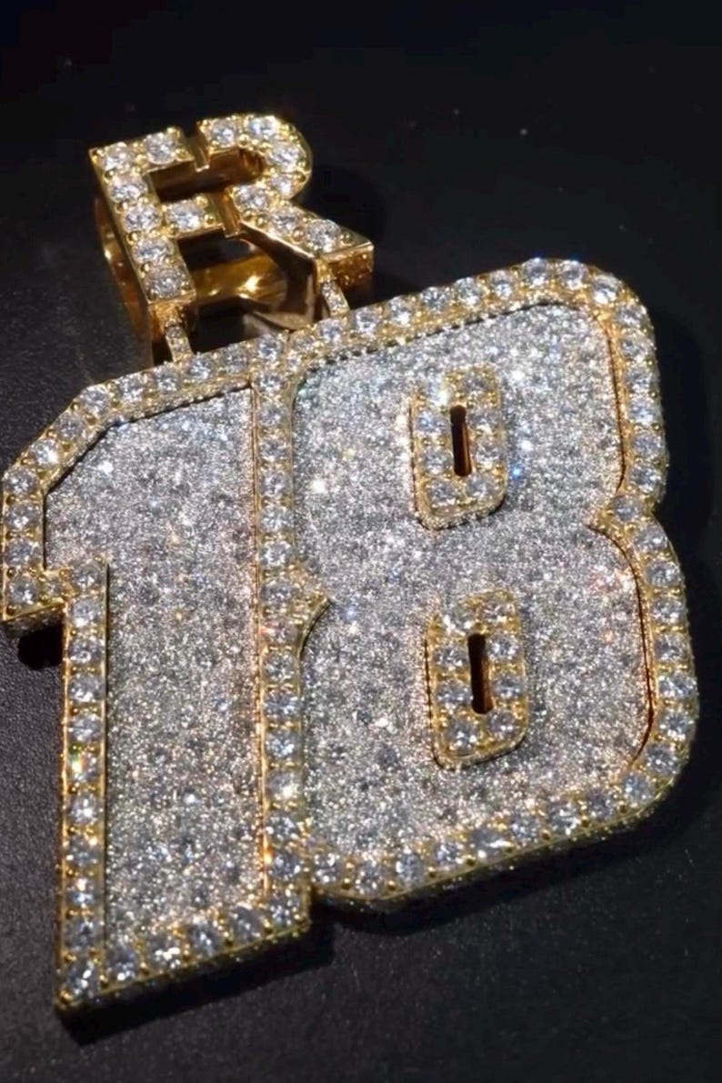 Custom Diamond Pendant Necklace - Iced Out Number & Letter Charm ...