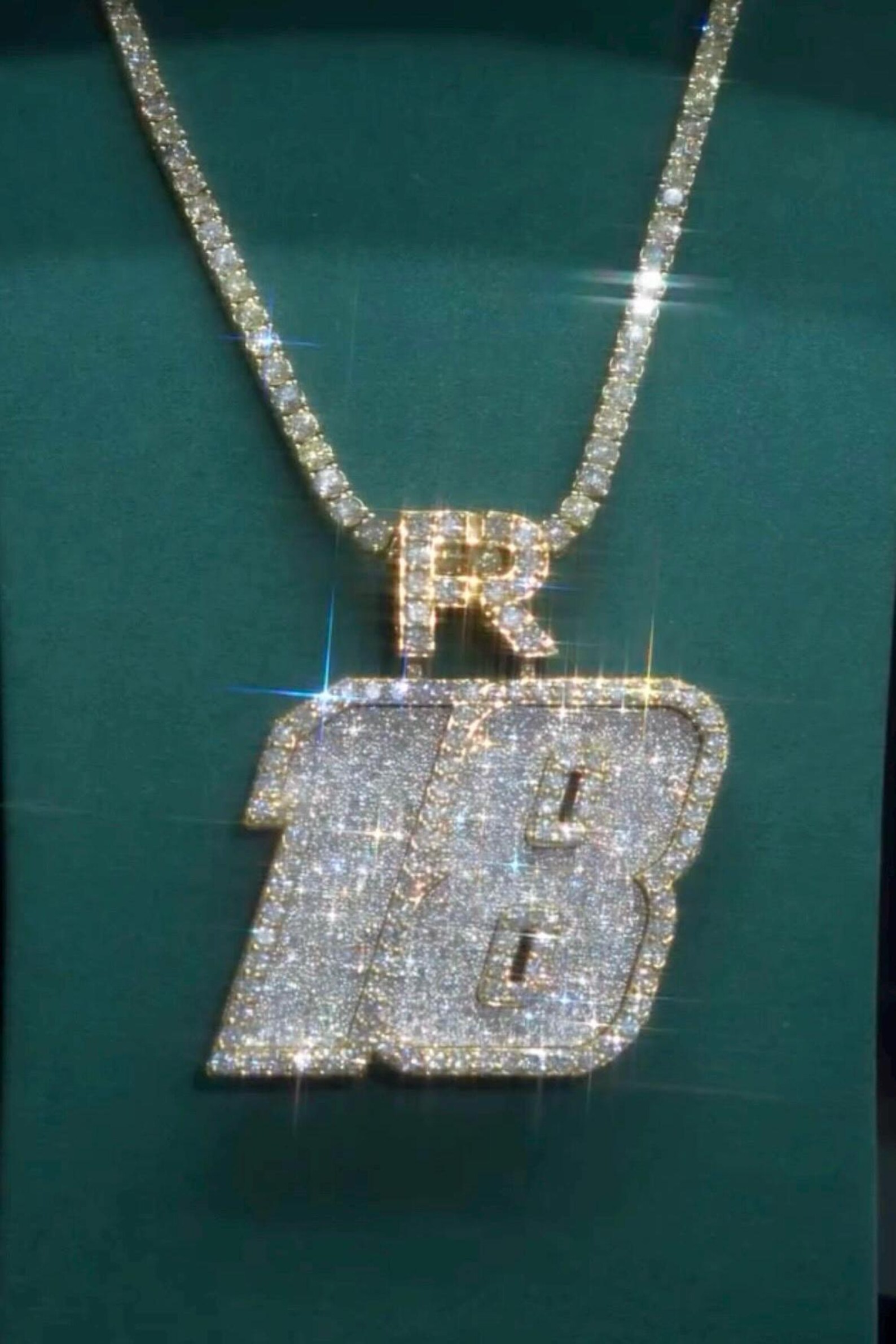 Custom Diamond Pendant Necklace - Iced Out Number & Letter Charm ...