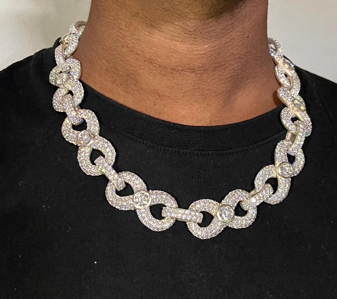 Infinity Link Iced Out Cuban Chain Necklace | VVS1 Quality Round-cut ...