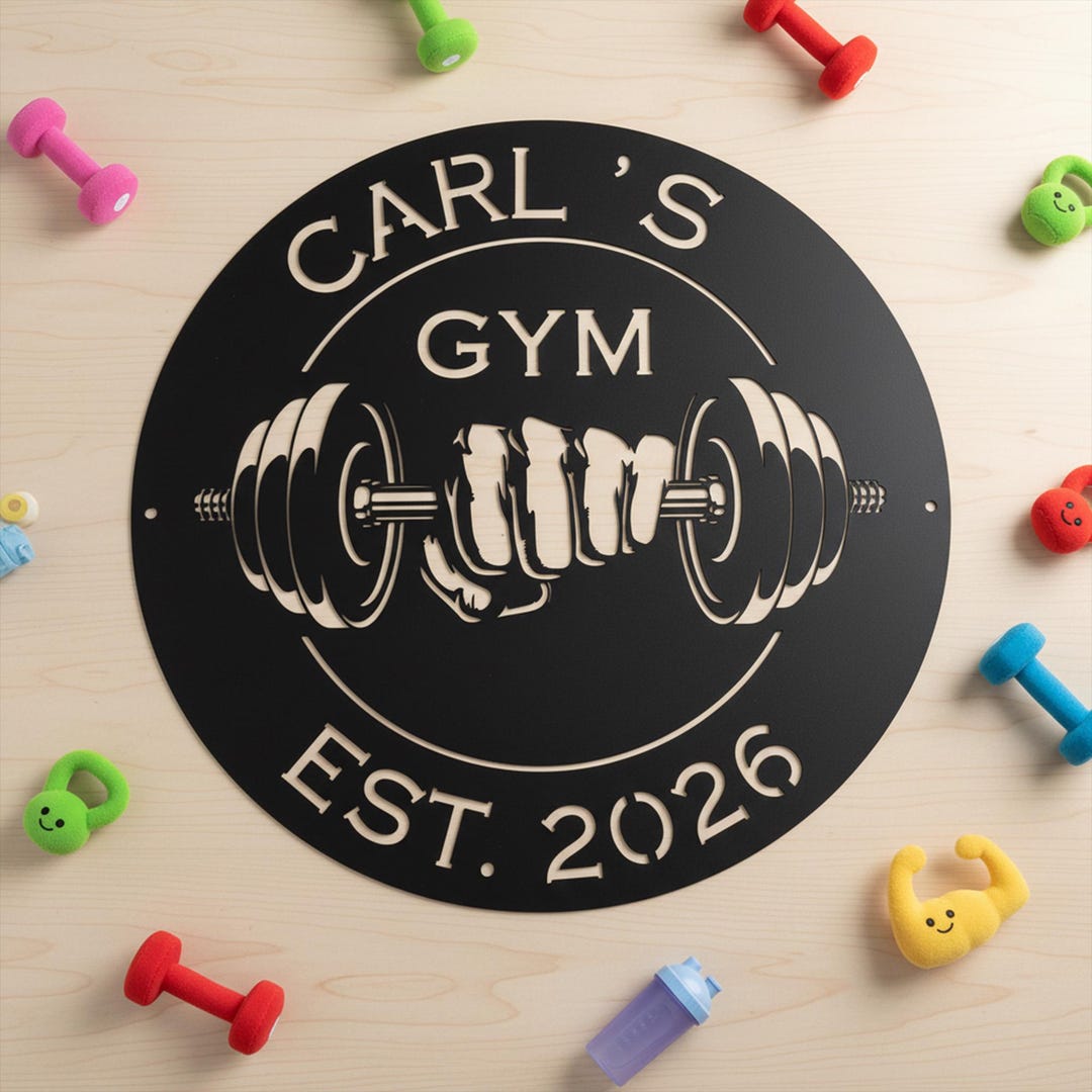 Custom Name Home Gym Metal Sign, Gym Wall Decor, Home Gym Name Sign ...