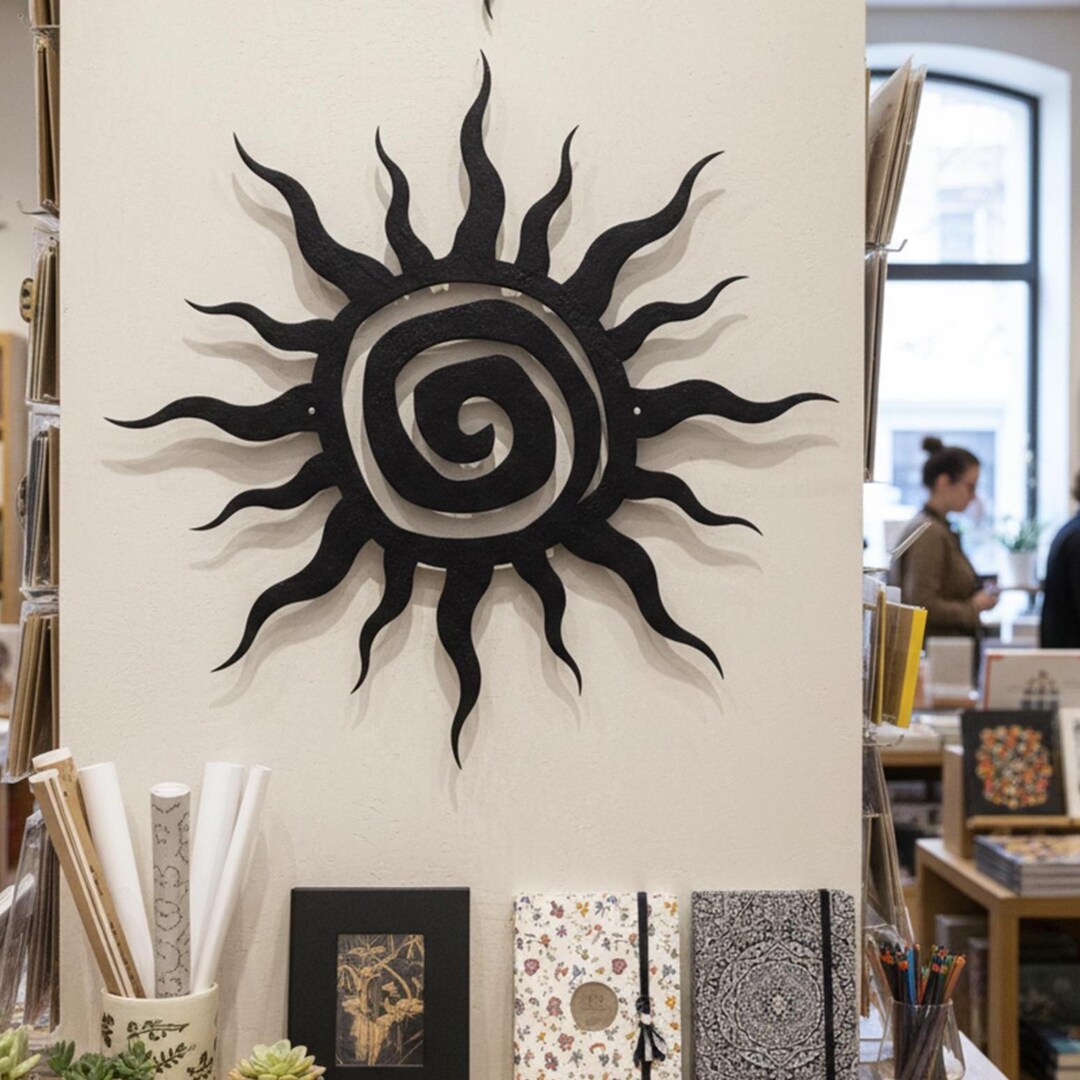 Whimsical Spiral Sun Decor, Spiral Sun Metal Wall Art, Unique Metal Sun ...