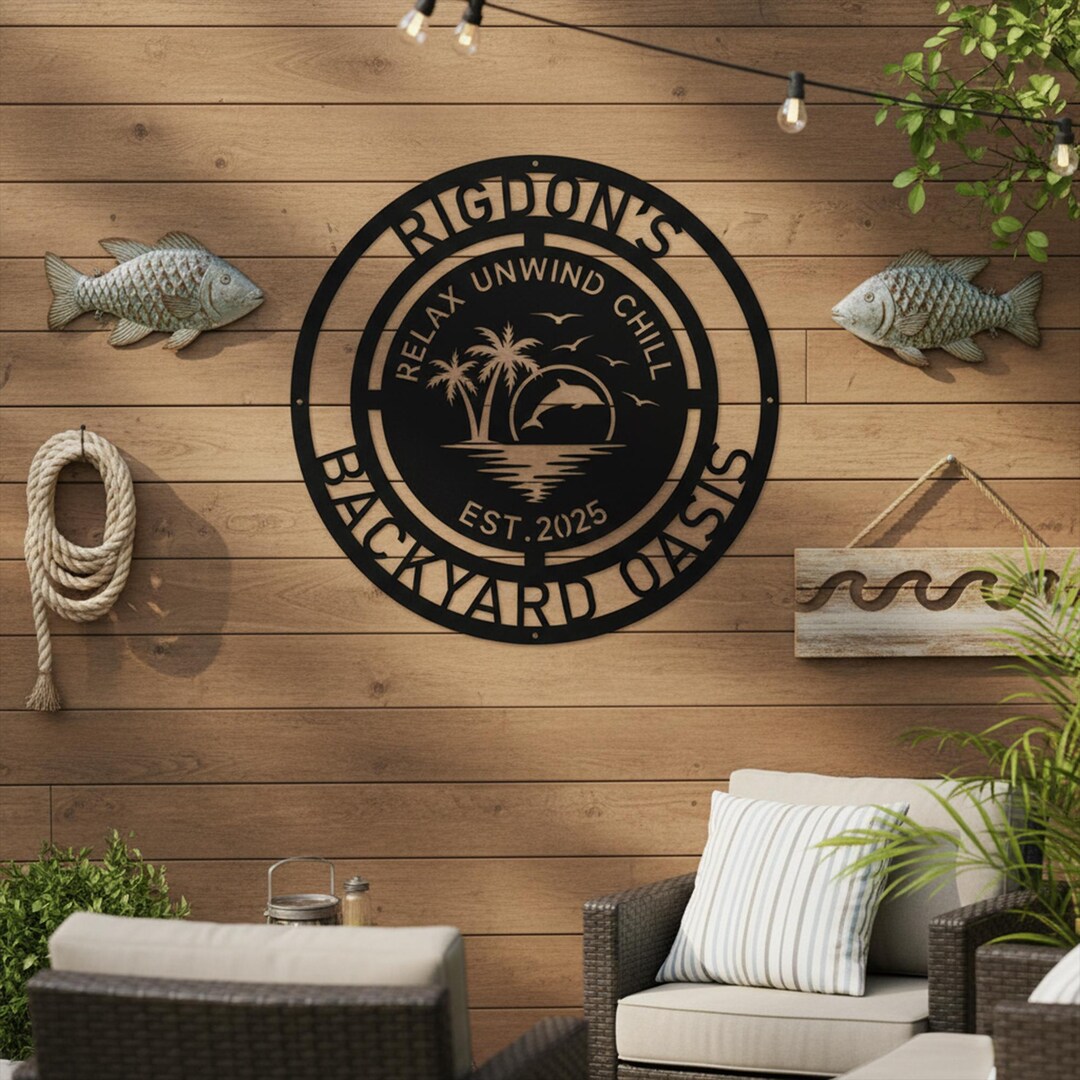 Personalized Backyard Metal Wall Sign, Outdoor Wall Decor, Custom ...
