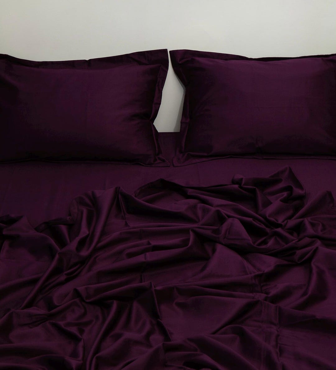 Plum Cotton Bedding Set, Handmade Organic Sateen Bedding With Zipper ...