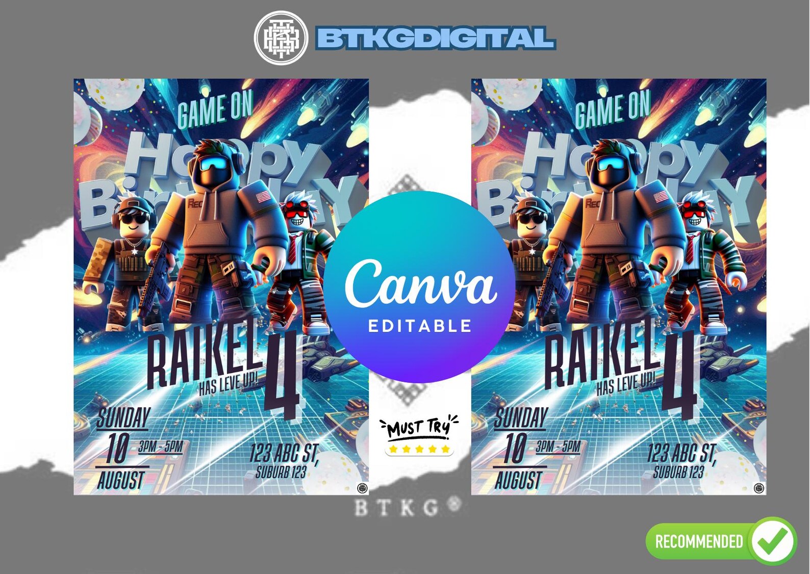 Roblox Galactic Birthday Invitation - Instant Download - Etsy