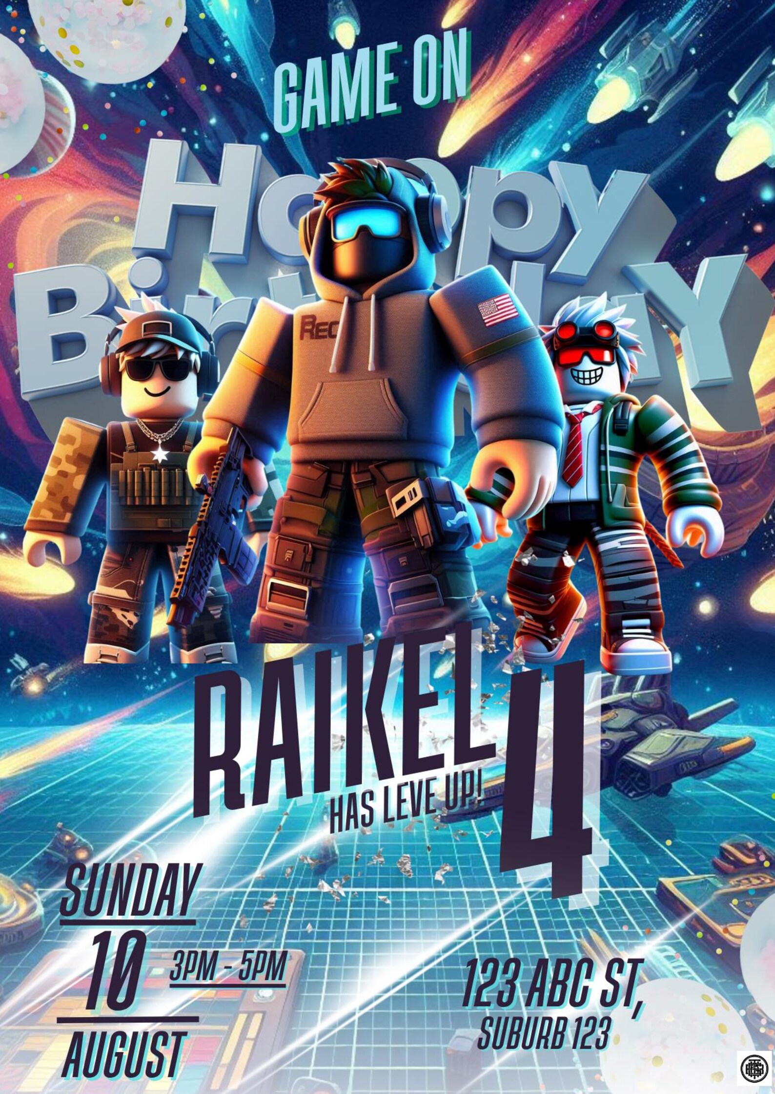 Roblox Galactic Birthday Invitation - Instant Download - Etsy