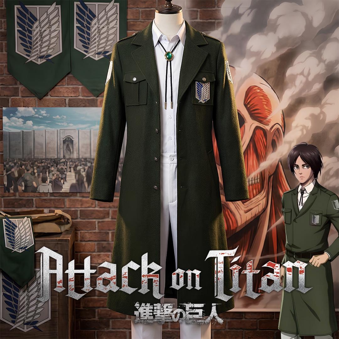 Eren Yeager Cosplay Costume , Attack on Titan Scout Regiment Embroidery ...