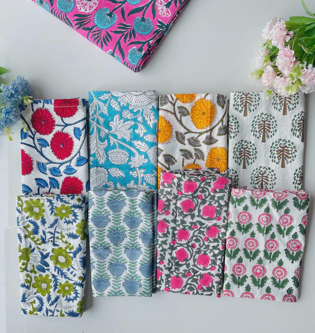 Mix and Match Cotton Fabric Napkins - Assorted Napkin Set 50 Pack of ...
