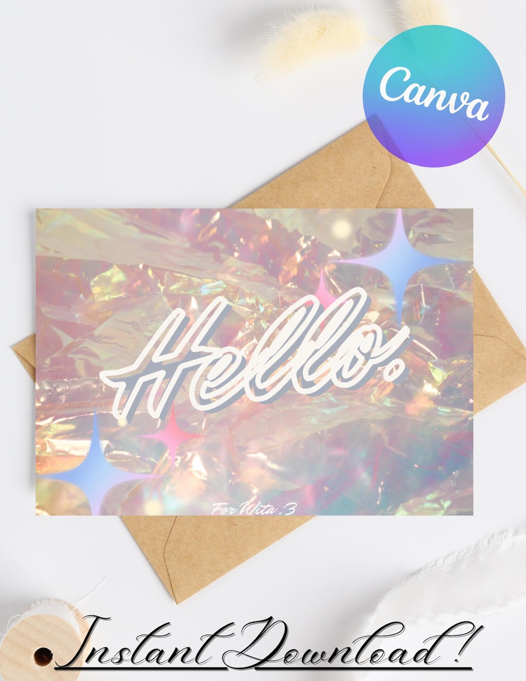 Holographic Postcard Template - Etsy