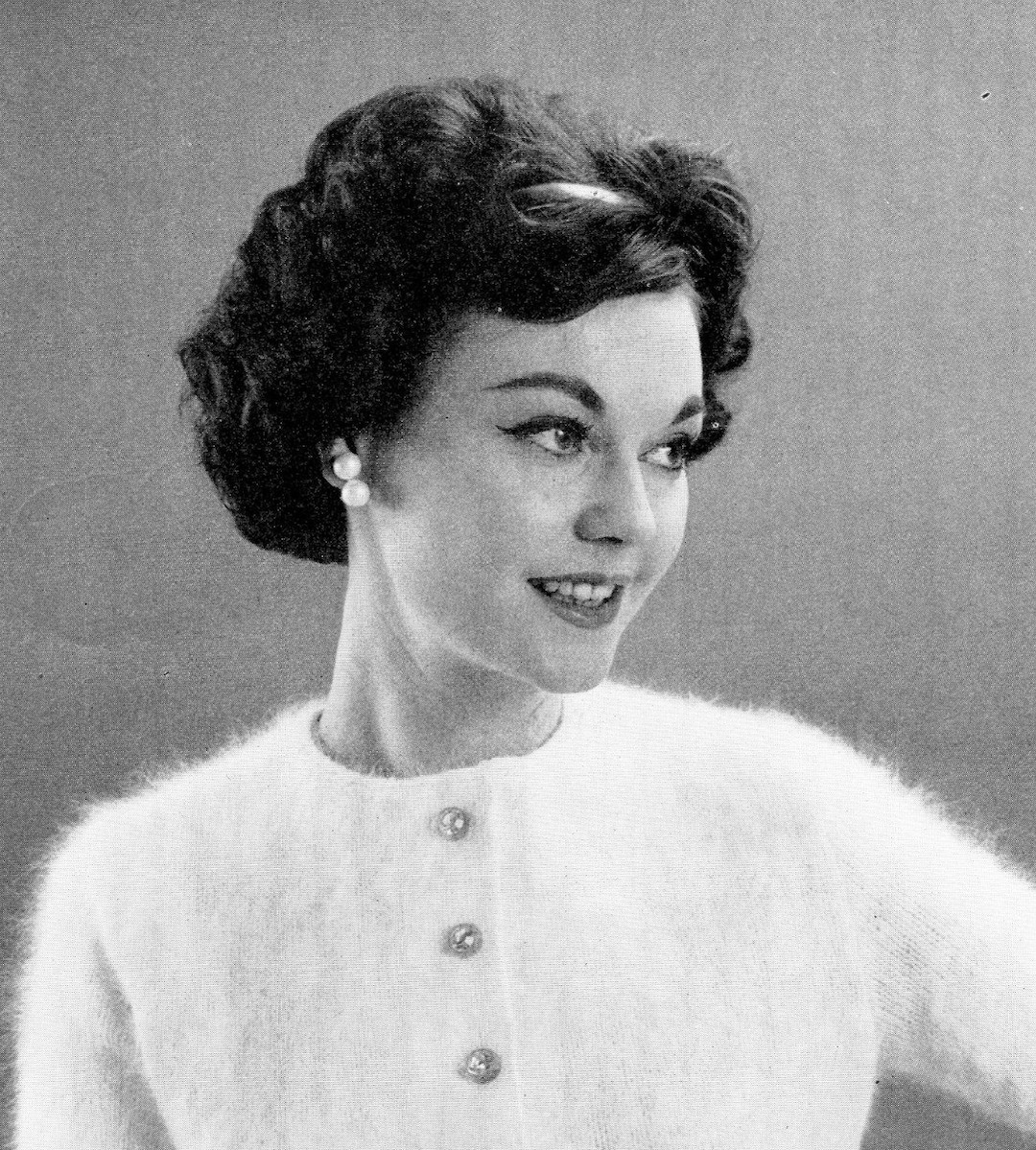 Ladies' 1960s Vintage Cropped Angora Cardigan Sweater With Short ...