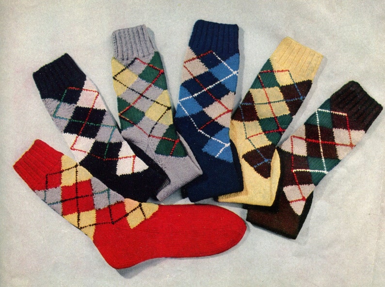 1950s Vintage Argyle Socks -- PDF KNITTING PATTERN - Etsy
