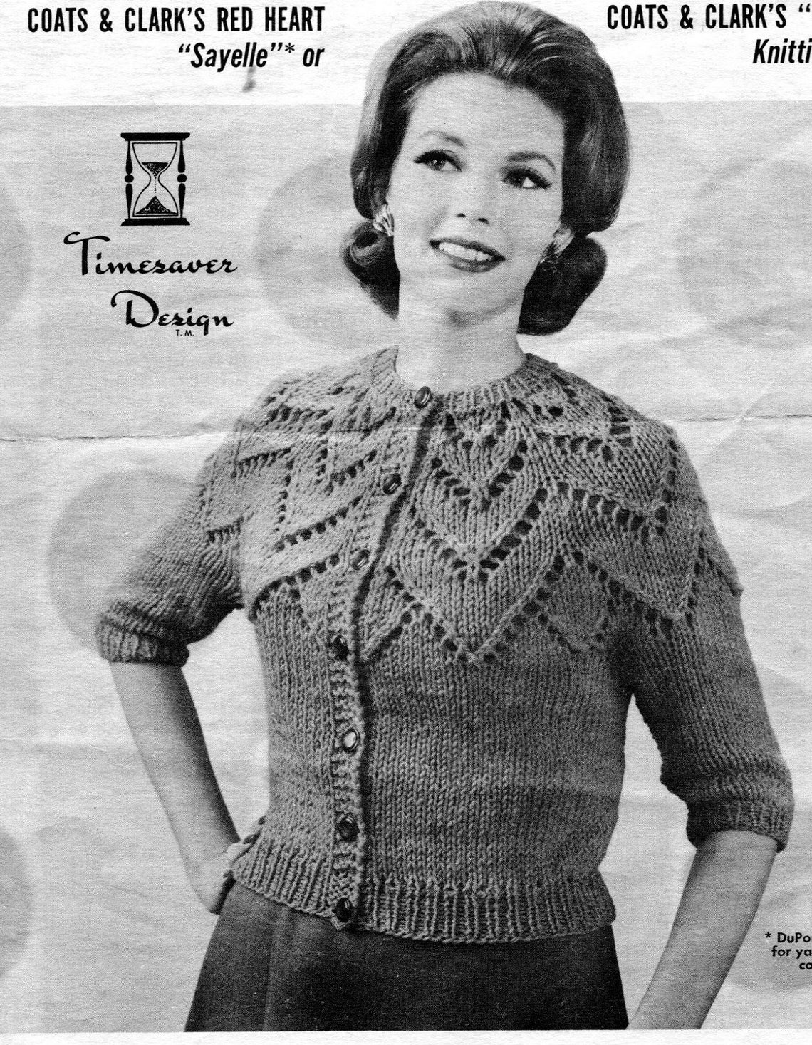 1960s Two-skein Petal Cardigan -- PDF KNITTING PATTERN - Etsy