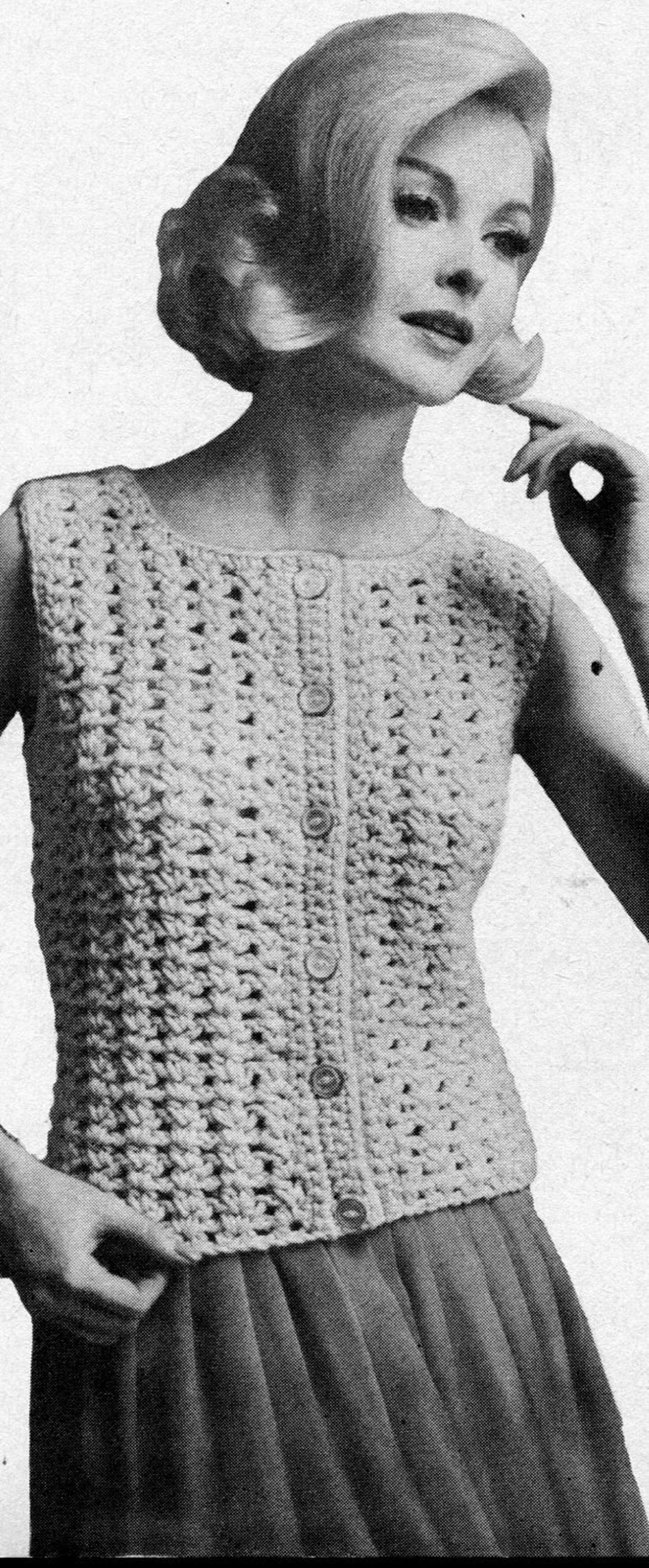 Women's 1960s Vintage Chunky Crocheted Top -- PDF CROCHET PATTERN - Etsy