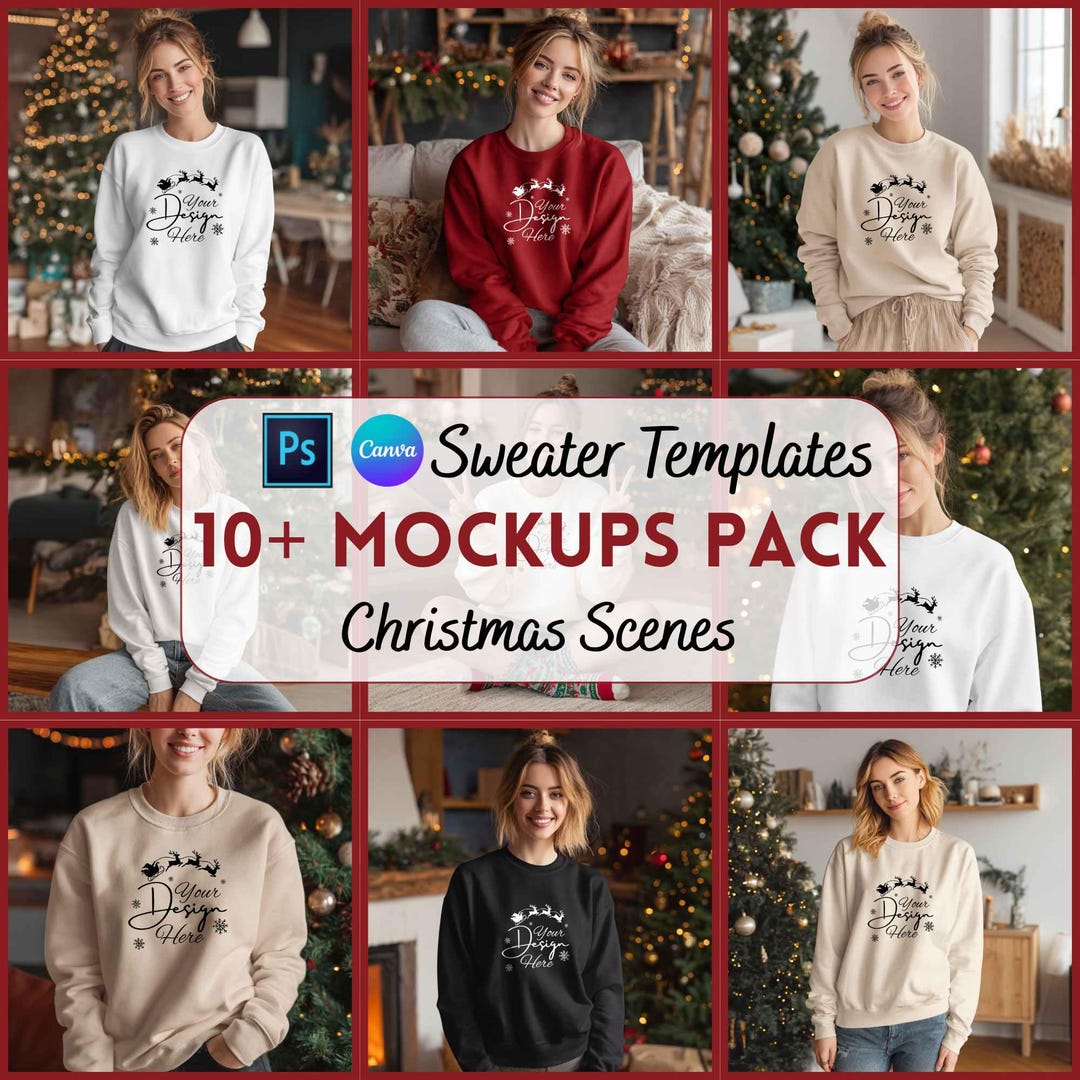 Christmas Sweater Mockup, Christmas Clothing, Shirt Mockup, Comfort ...