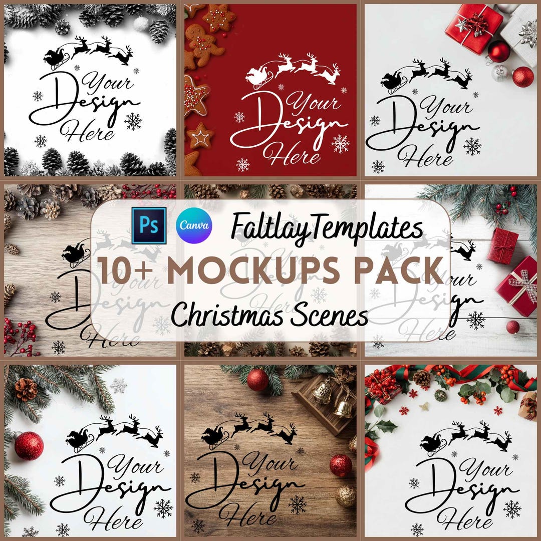Christmas Flatlay Mockup | Christmas PNG | Canva Template | Digital ...