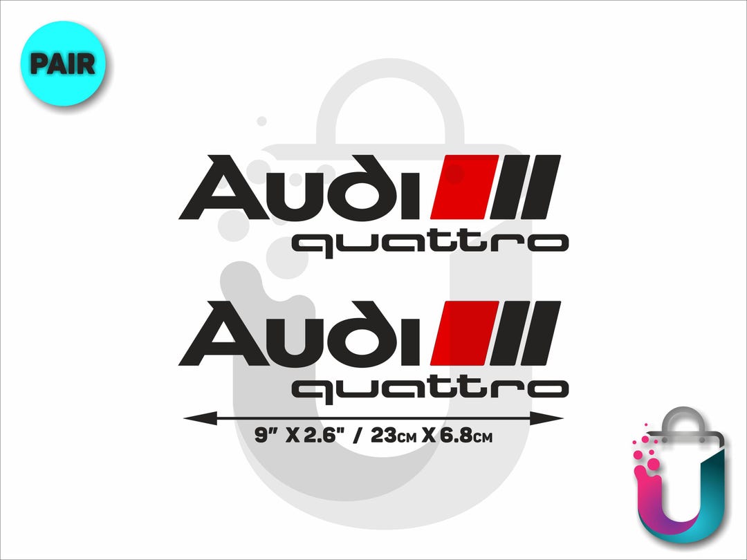 9 Inch Audi Quattro Set Decals Available in 4 Colors Logo, Badge ...