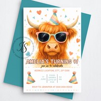 EDITABLE Highland Cow Birthday Party Invitation Highland Cow and ...