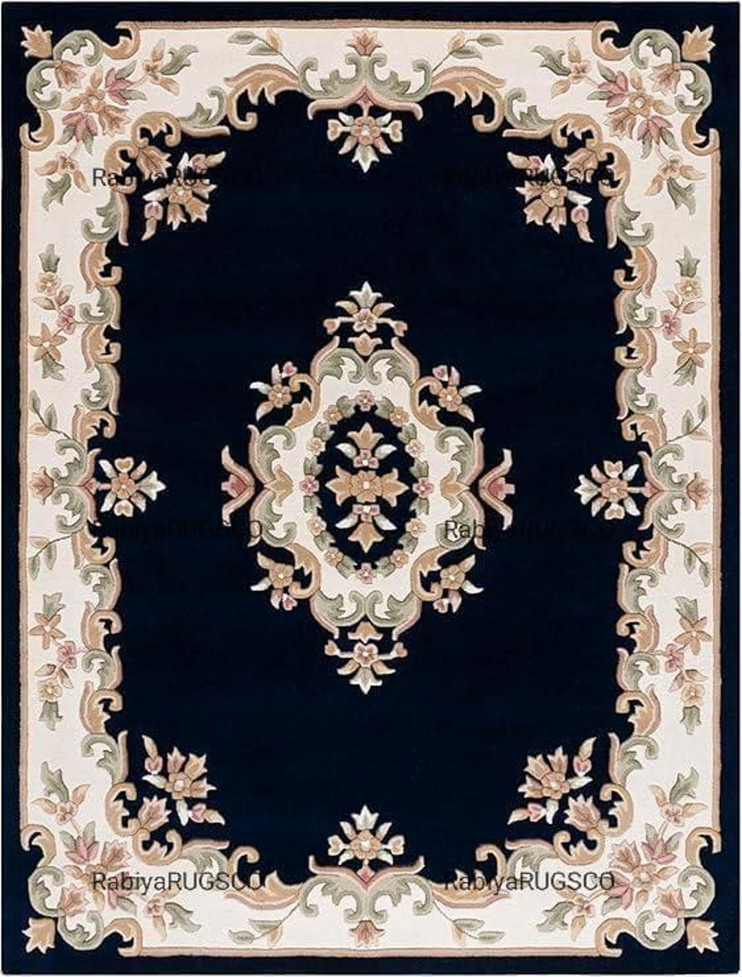 9x12 Abushan Floral Rug Hand Tufted Area Carpet Handmade Flower Wool ...