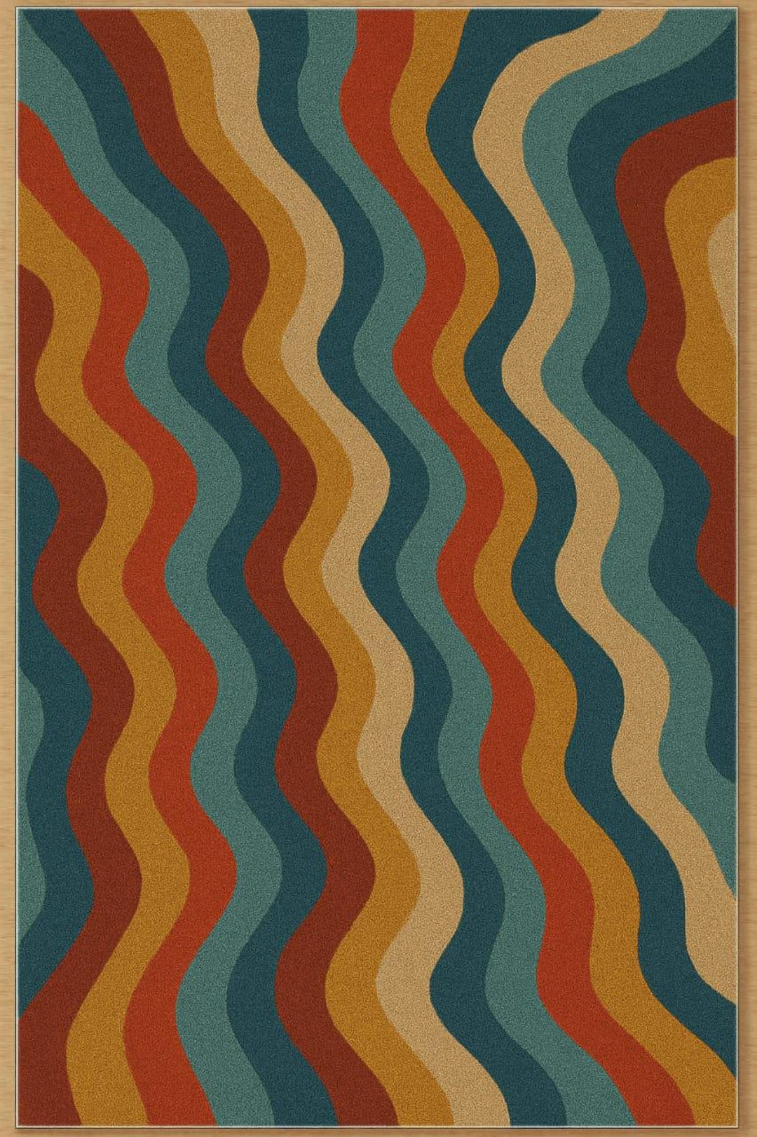 Retro Wavy Area Rug: 70s Style Abstract Carpet, Teal Rust Mustard - Etsy