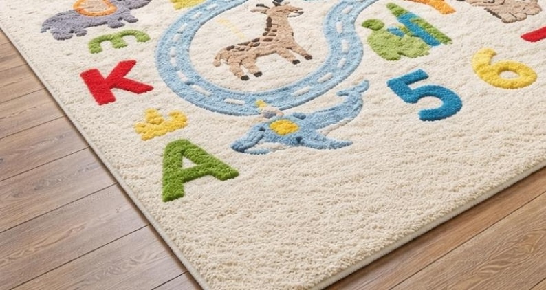Kids Educational Alphabet & Numbers Rug, Colorful Nursery Playroom Area ...
