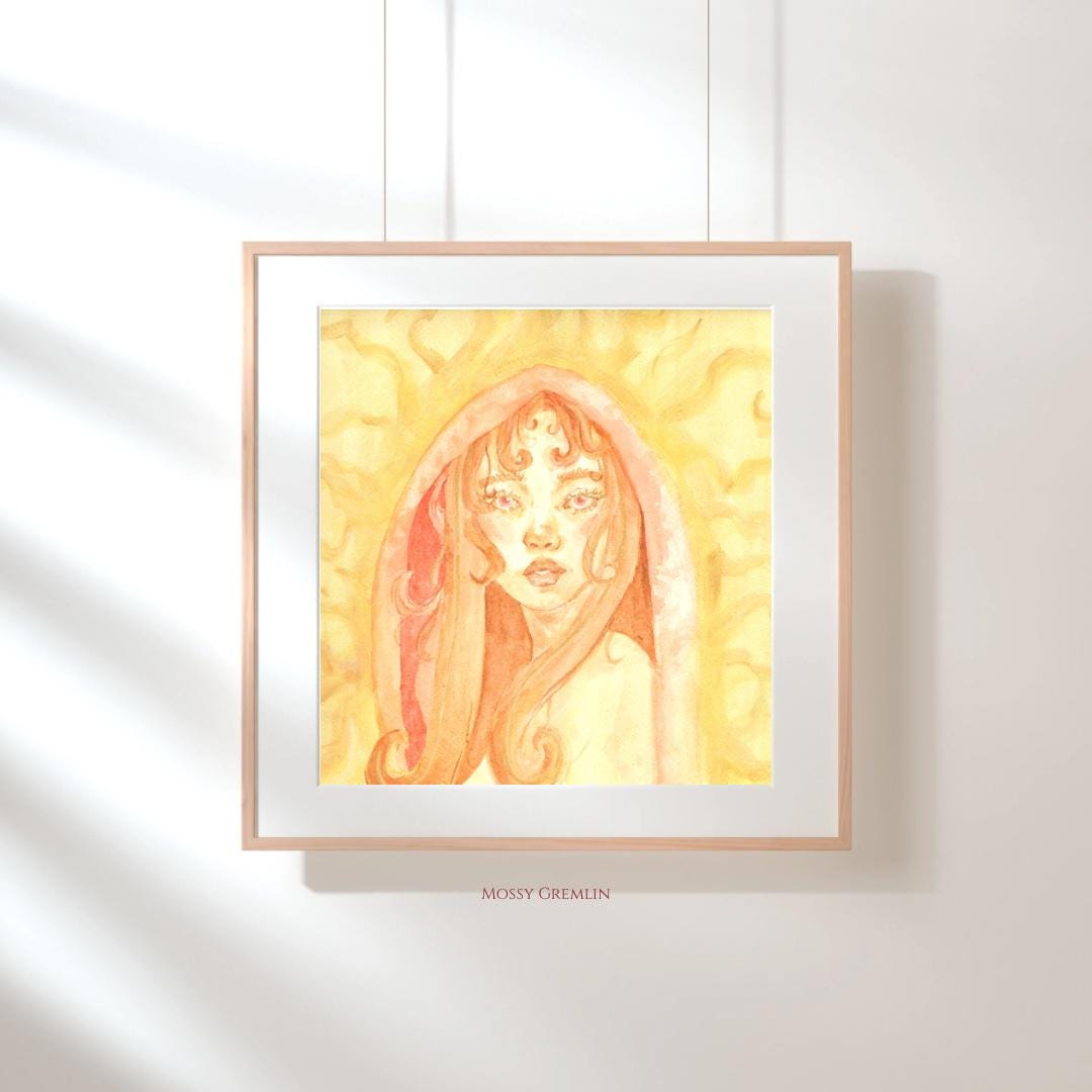 Sun Goddess Art Print | Litha Altar Decor | Witchy Wall Art ...