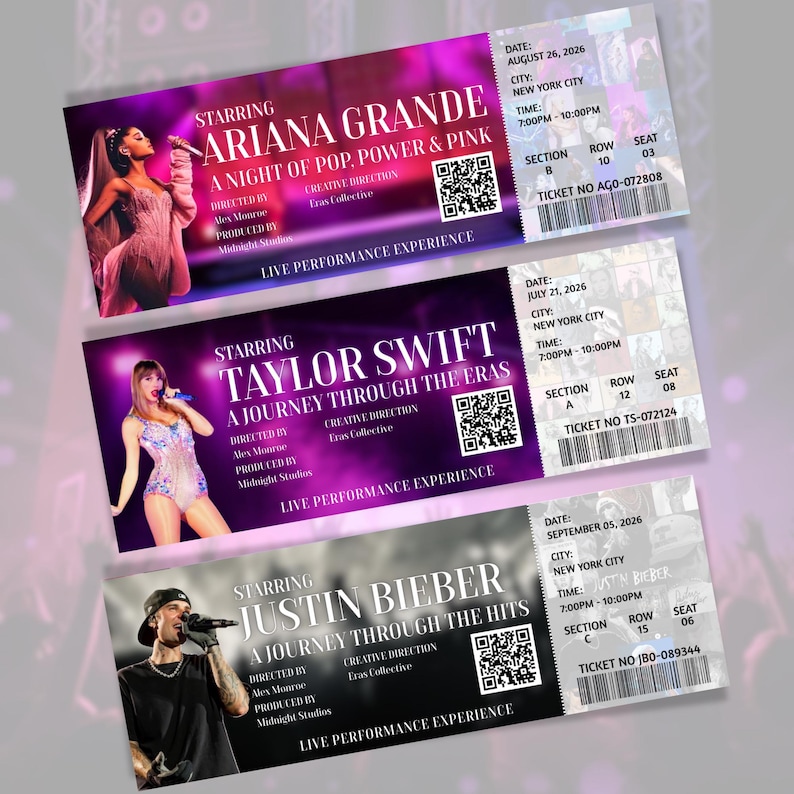 Editable Concert Ticket Canva, Printable Tickets Template, Birthday ...