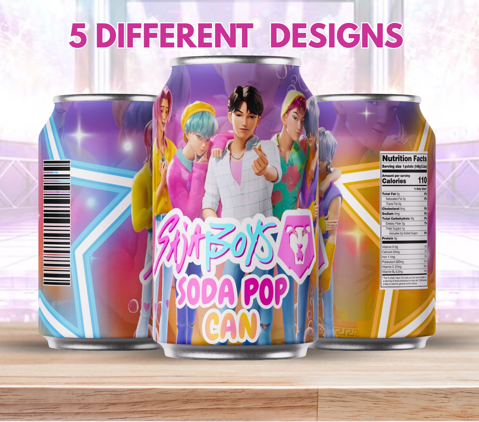 Kpop Demons Hunter Printable | Saja Girl Soda Can Labels | 4 Color Soda ...