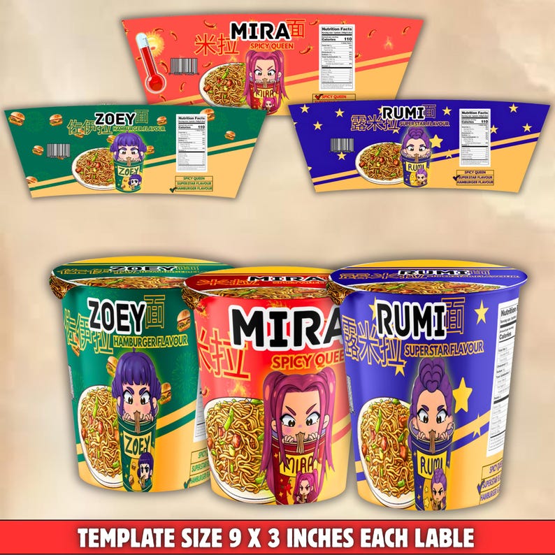 Kpop Demon Hunters Cup Noodle Label | Huntrix Ramyeon Printable Pack ...