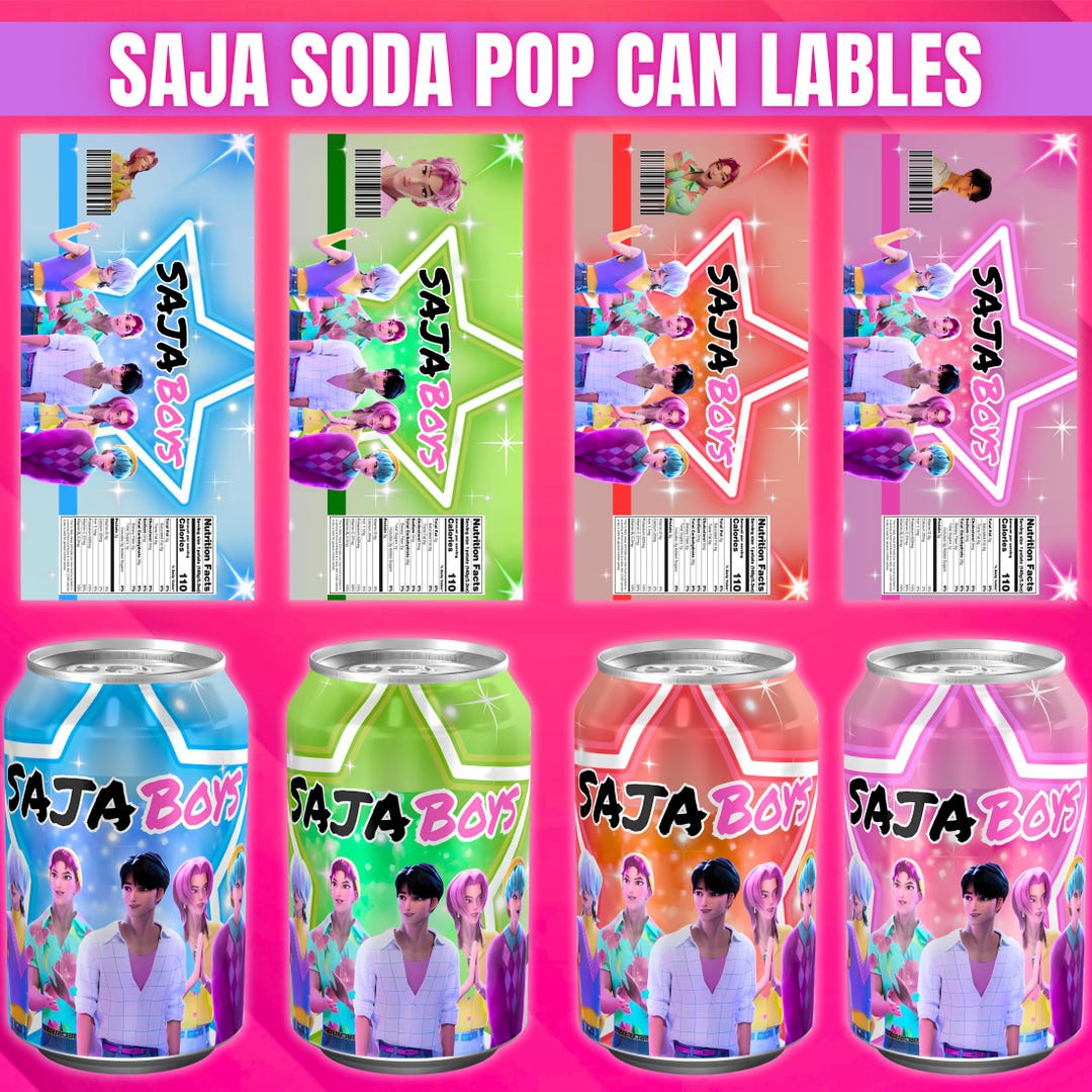 Saja Boys Soda Can Labels for 12oz Cans, Kpop Demon Hunters, Printable ...