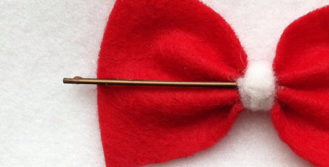 Red Felt Hair Bow Bobby Pin - Etsy