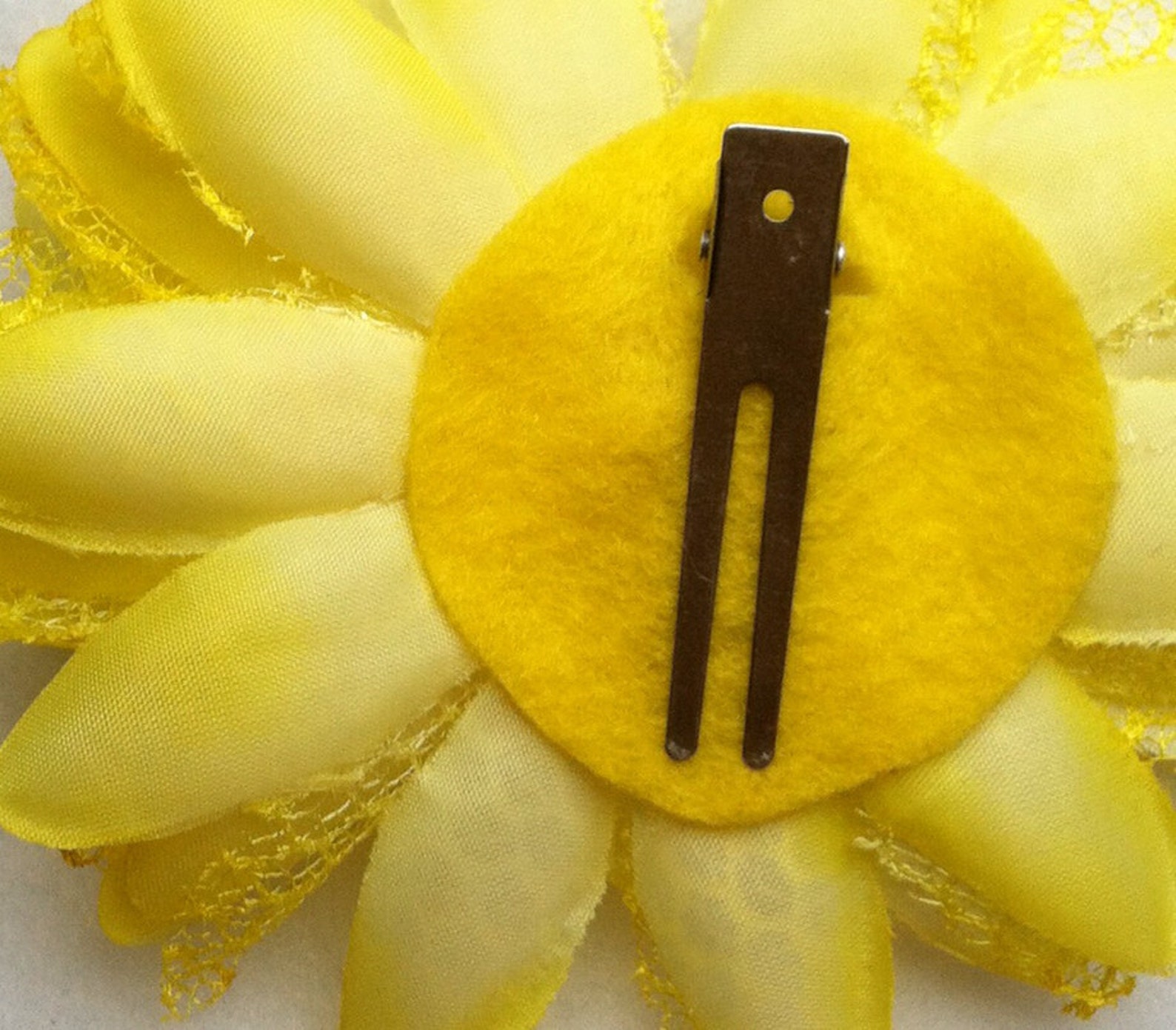 Yellow Daisy With Red-orange Fuzzy Center Hair Clip - Etsy
