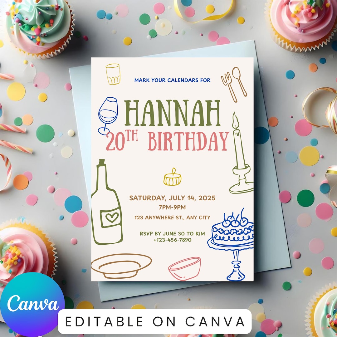 Editable Teens Birthday Invitation Template, Canva Download (PDF) - Etsy