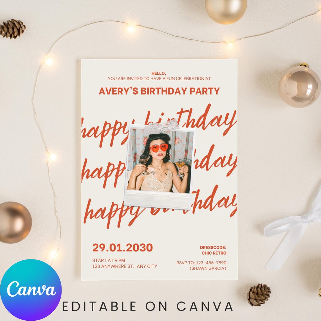 Birthday Carding Digital Printable Carde Birthday Editable Invite on ...