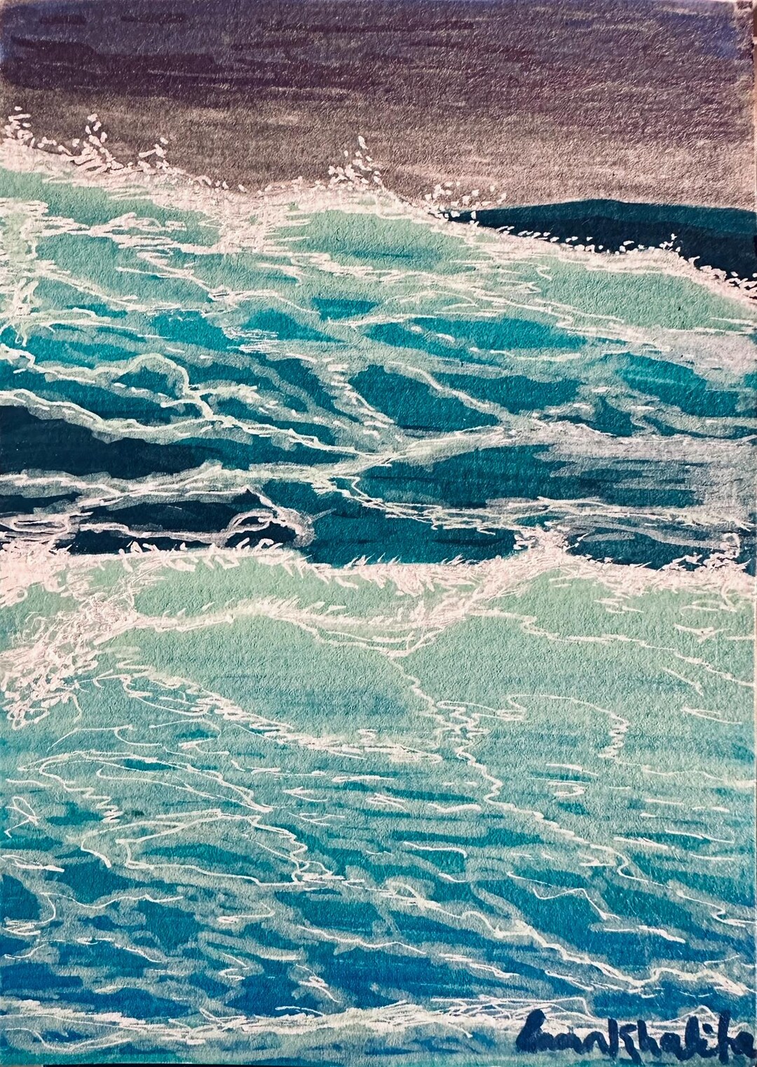 Mini Art – Restless Calm – Moody Ocean Wave Study - Etsy