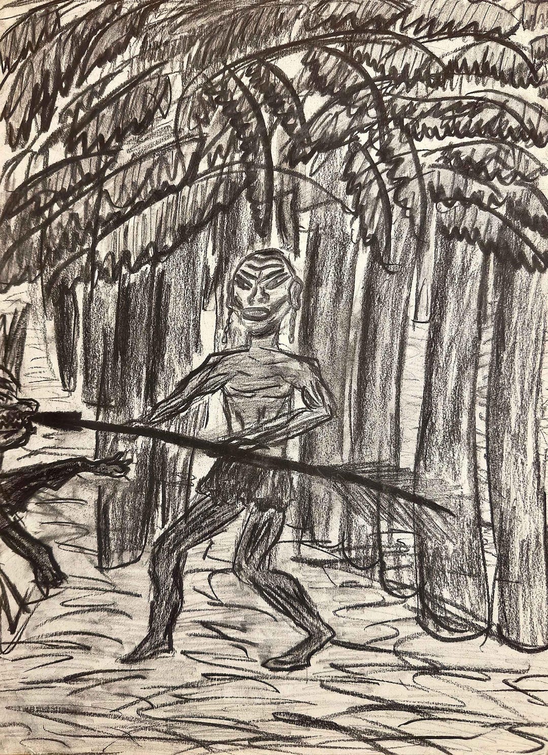 Original Charcoal Drawing - the Scavenger - Figurative Tonal - Etsy