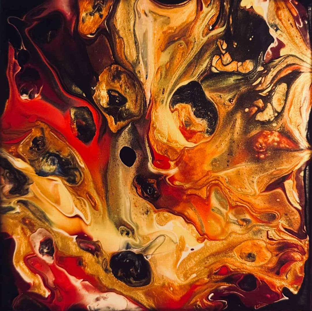 Original Painting - Laheeb (flame) - Fluid Red Black Fire - Etsy