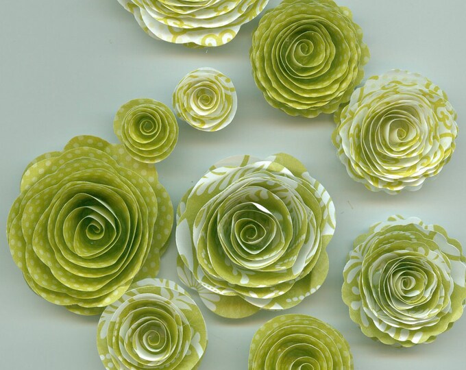 Bright Pastel Green Handmade Spiral Paper Flowers - Etsy