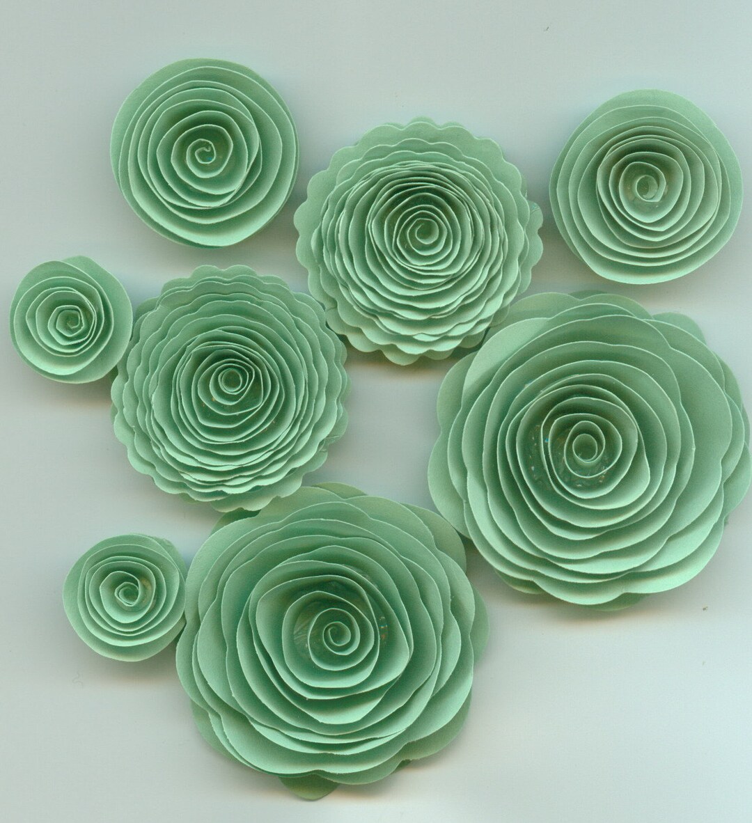 Light Green Handmade Spiral Rose Paper Flowers - Etsy