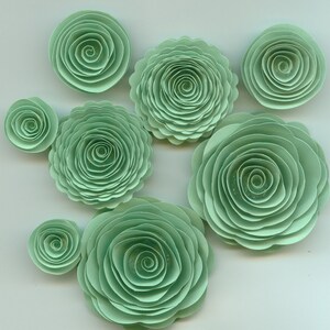 Light Green Handmade Spiral Rose Paper Flowers - Etsy