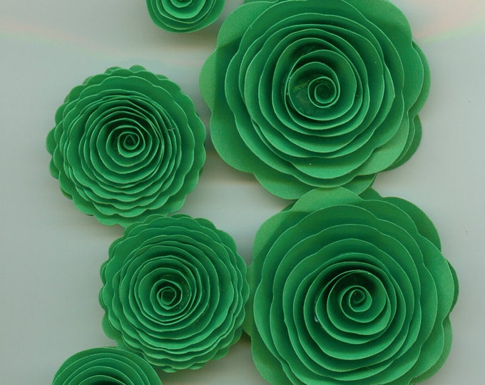 Kelly Green Handmade Rose Spiral Paper Flowers Use on - Etsy