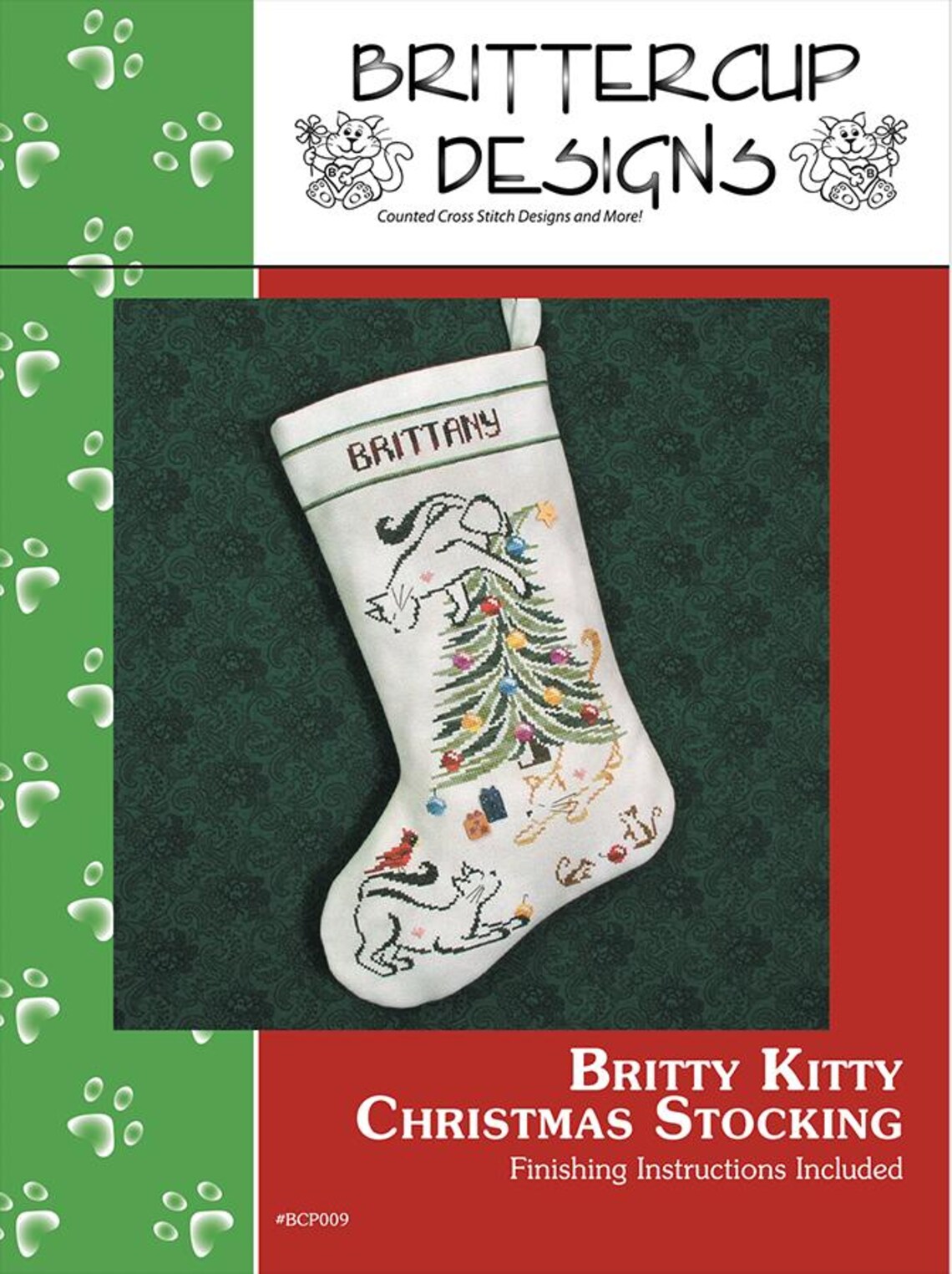 Britty Kitty Christmas Stocking Cross Stitch Pattern | PDF Download ...