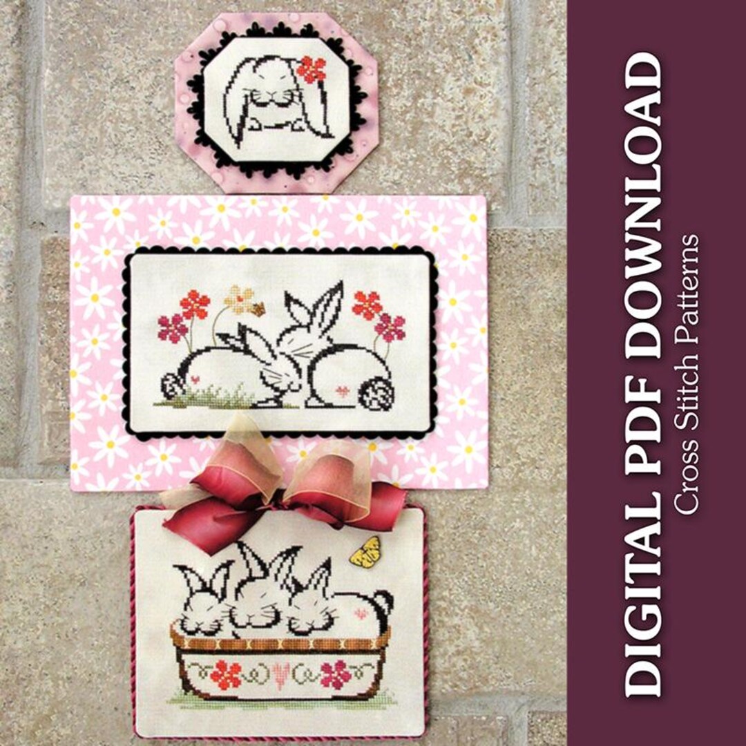 Bunnies Galore Cross Stitch Pattern Set | 3 Bunny Charts | Brittercup ...