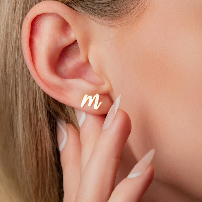 Initial Earrings - Etsy