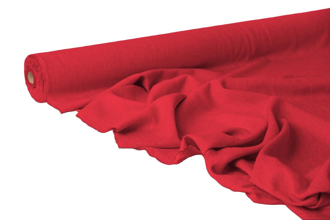 Red Salsa Linen Fabric by the Yard | Softened Organic Flax - Etsy