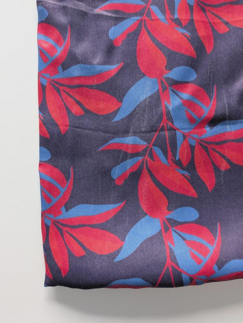 Viscose Satin Fabric by Yard | 60" Wide Bosky Floral Print | Silky ...