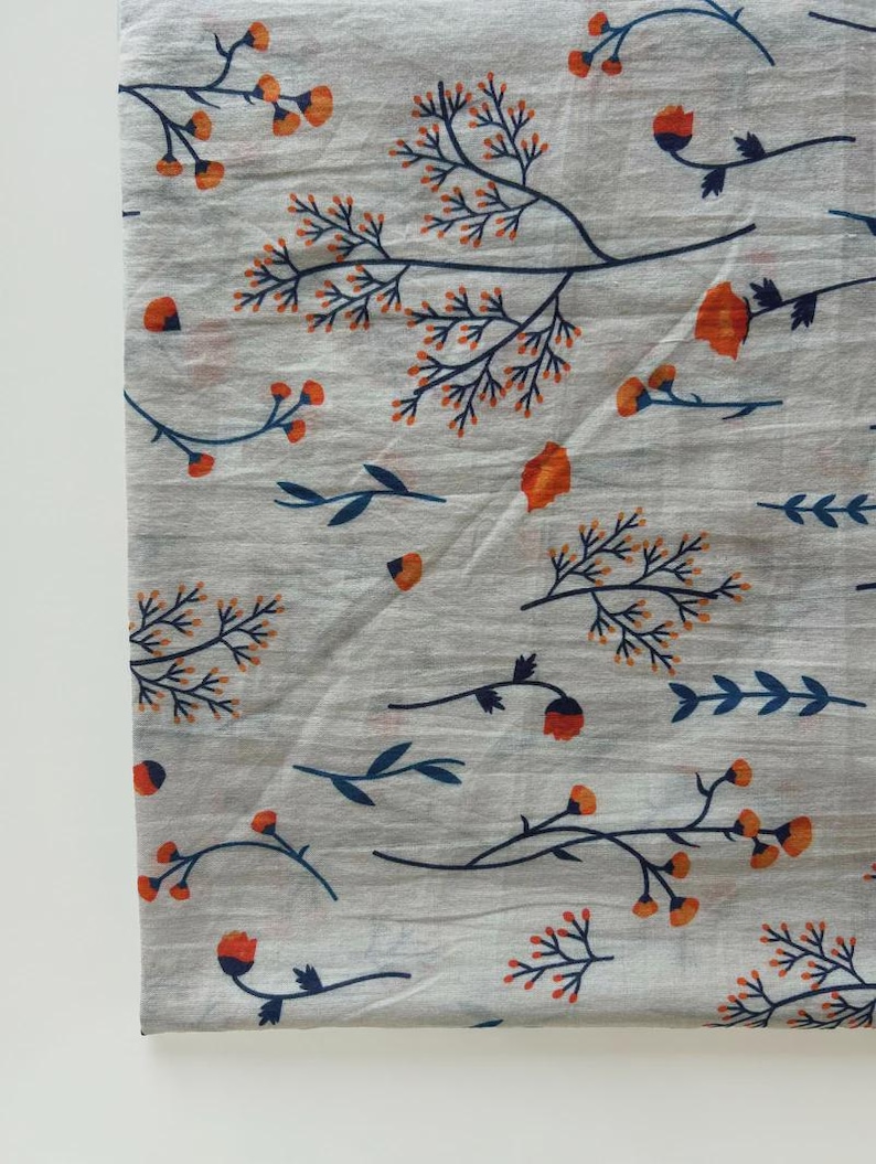 100% Cotton Voile Fabric | Lightweight Sheer Floral Print Material ...