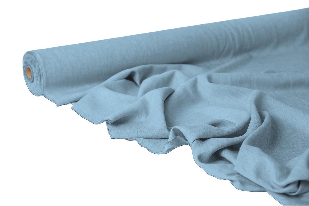 Uranian Blue Linen Fabric | Pastel Blue Flax, 56" Wide - Etsy