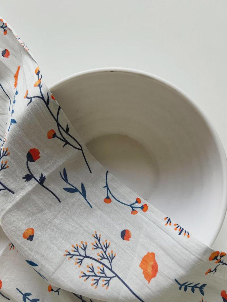 100% Cotton Voile Fabric | Lightweight Sheer Floral Print Material ...