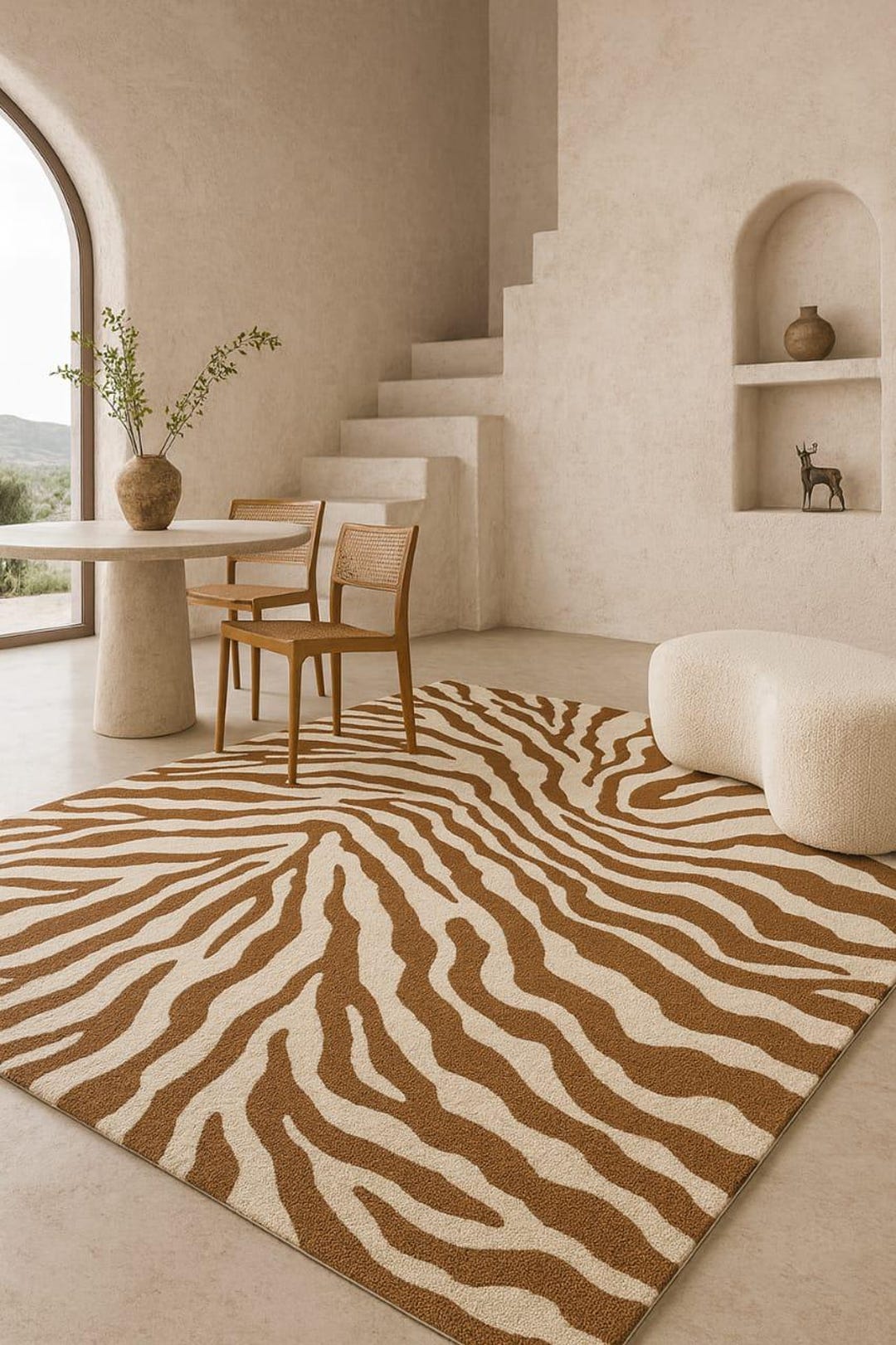 Hand Tufted Wool Area Rug | Zebra Print Modern Large Rug | Luxury ...